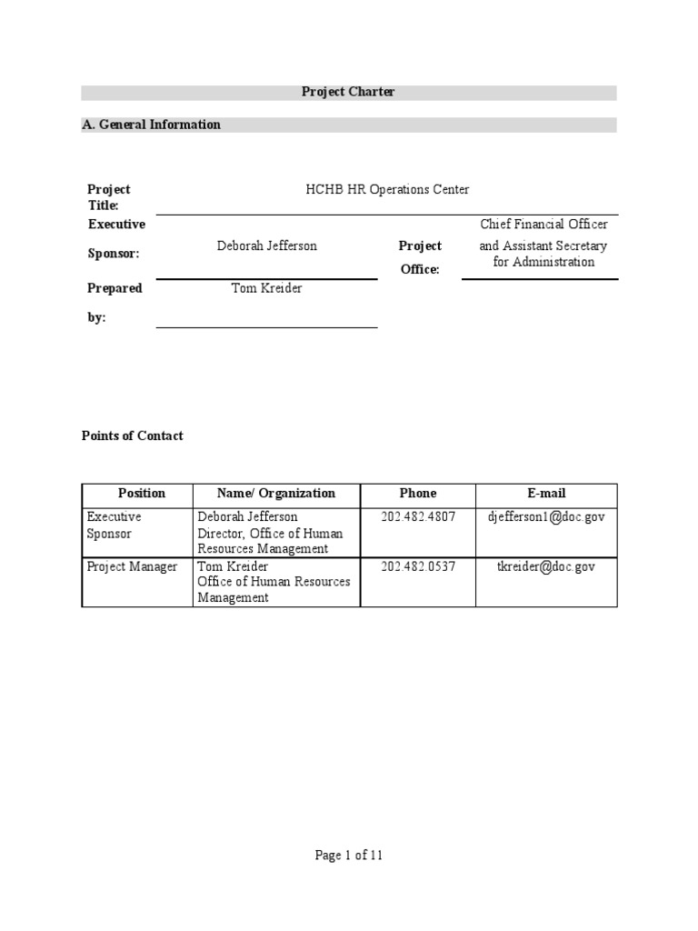 Project Charter Template 13 | PDF | Project Management | Human Resources