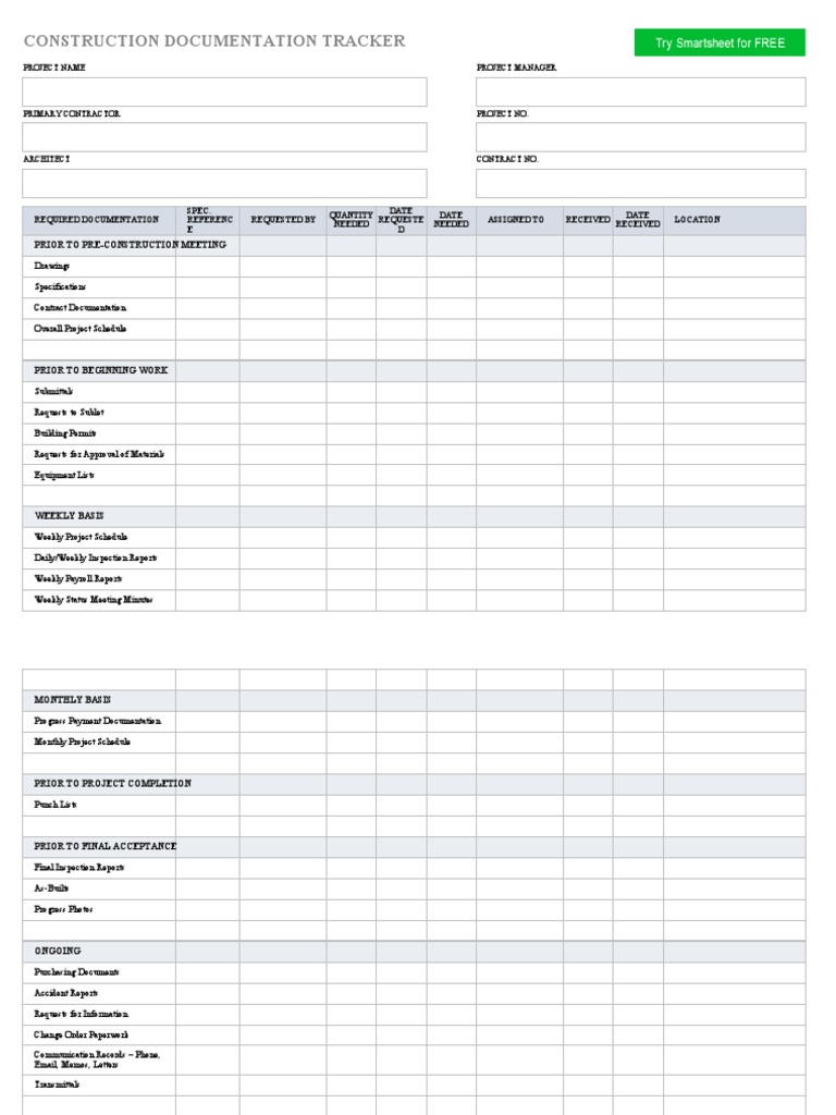Construction Documentation Tracker | PDF