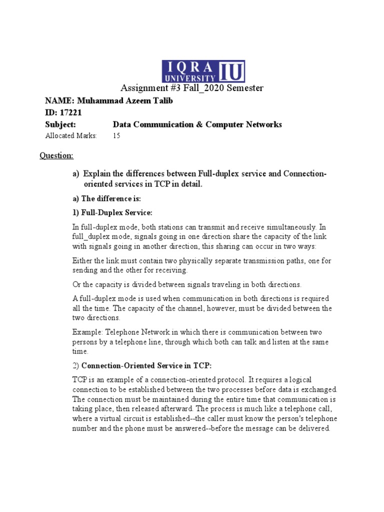 Assignment #3 Fall - 2020 Semester: NAME: Muhammad Azeem Talib ID: 17221 Subject: Data ...