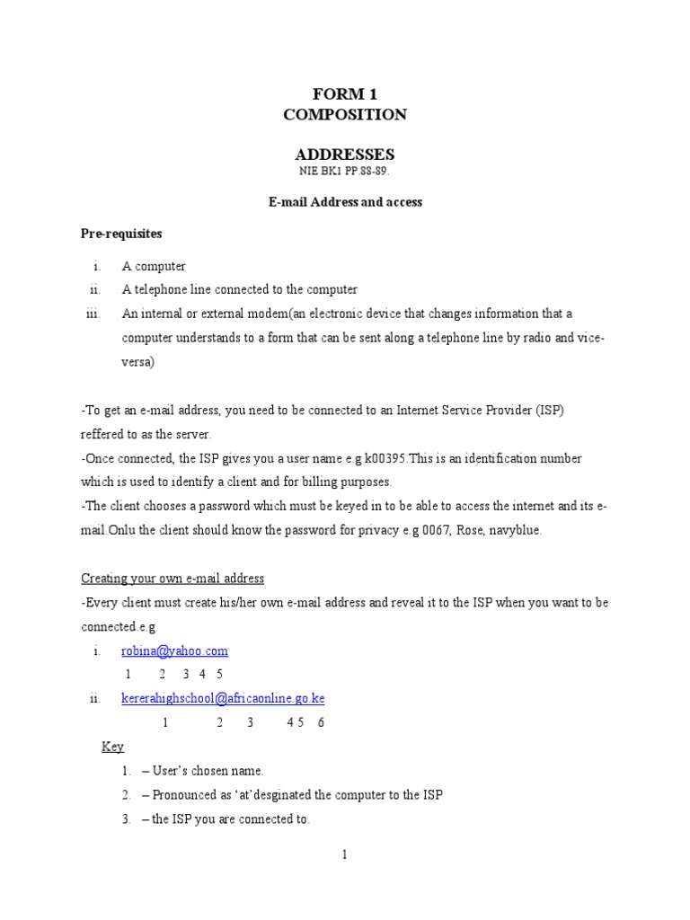 Functional Writing Notes F1 4 | PDF | Mail | Email Address