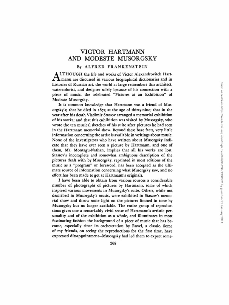 Victor Hartmann and Modeste Musorgsky | PDF | Paintings | Sculpture