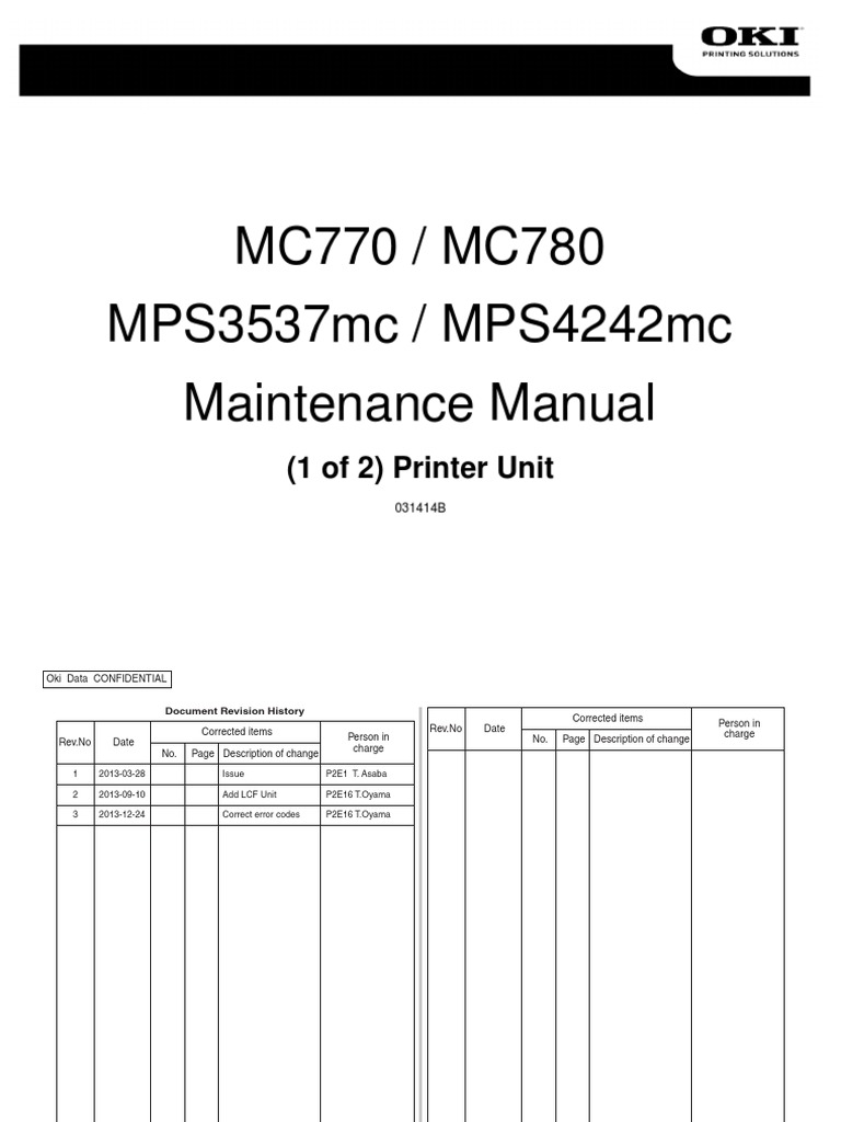 MC780 - Maintenance Manual (1 of 2) Printer Unit | PDF | Image Scanner ...