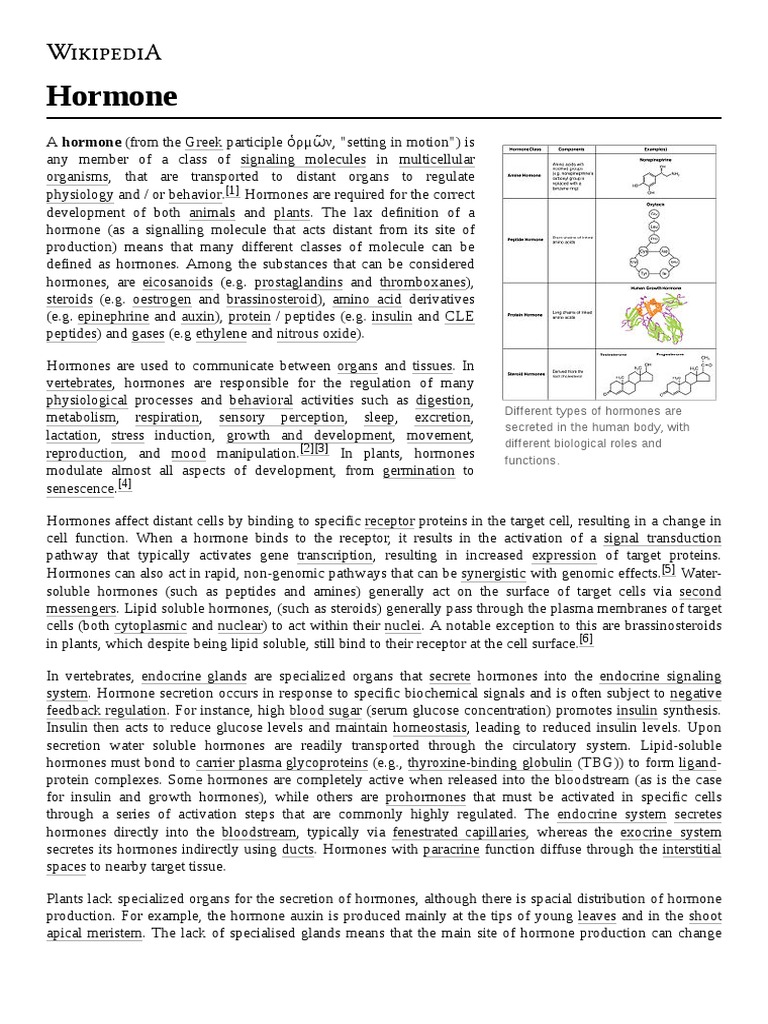 Hormone | PDF | Hormone | Cell Signaling
