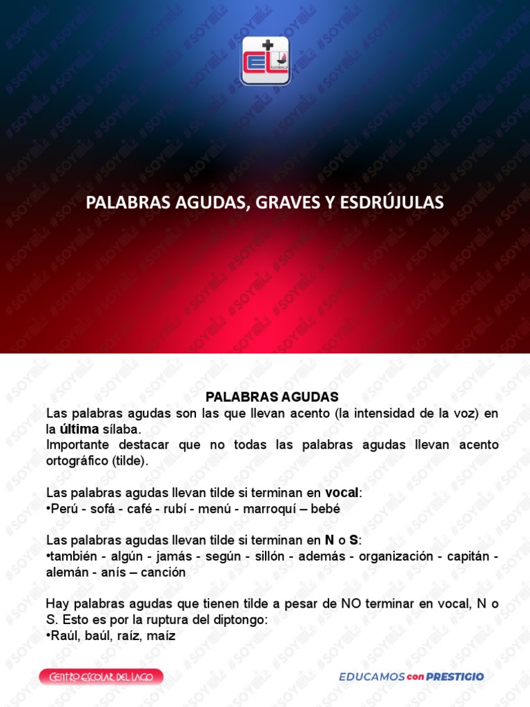 Palabras Agudas, Graves, Esdrújulas | PDF