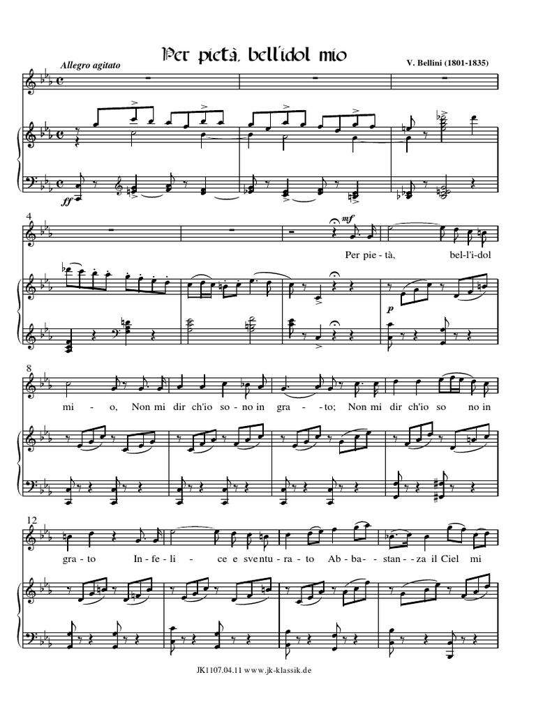 Per Pieta Bel Idol Mio by Bellini | PDF