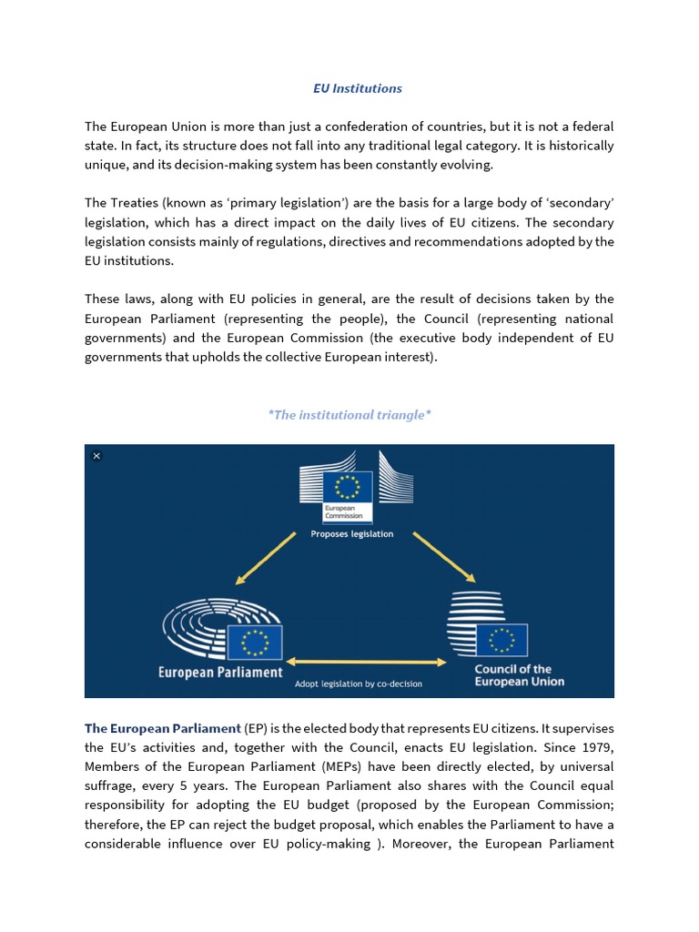 EU Institutions: The Institutional Triangle | PDF | European Parliament ...