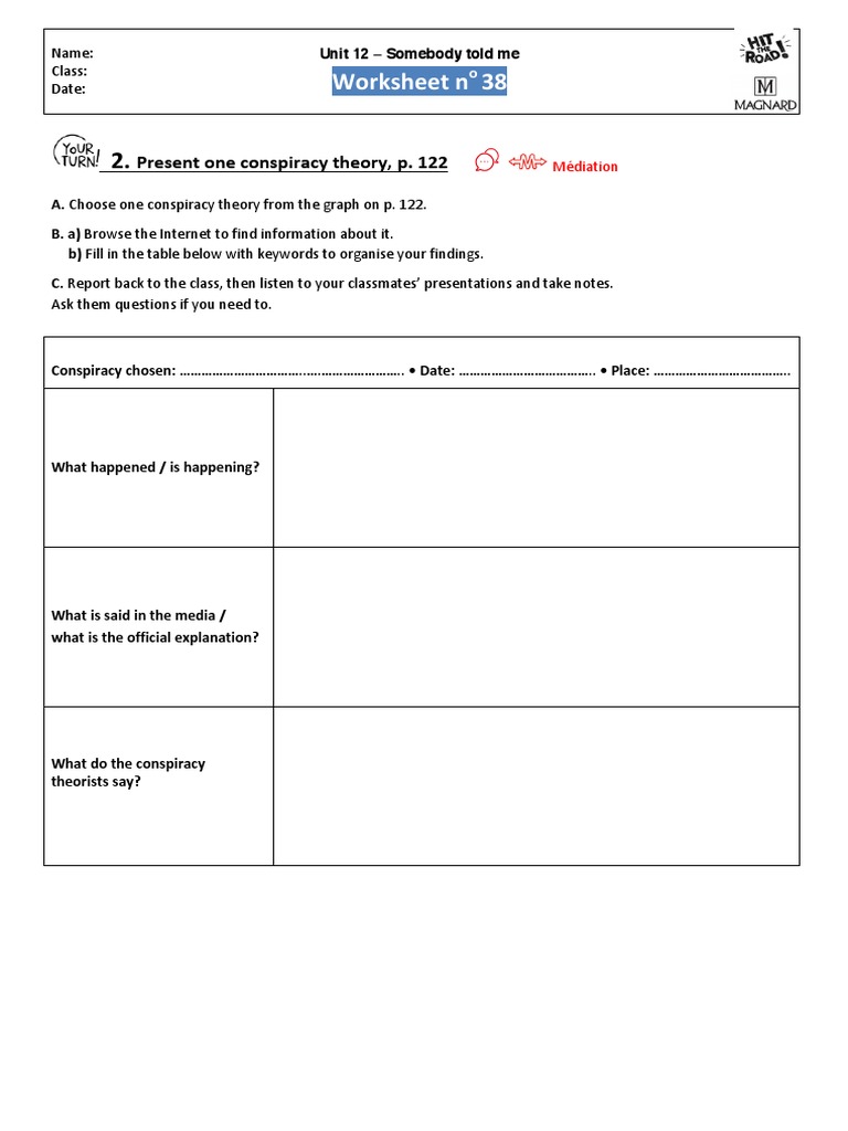 Conspiracy Theory Research Worksheet | PDF
