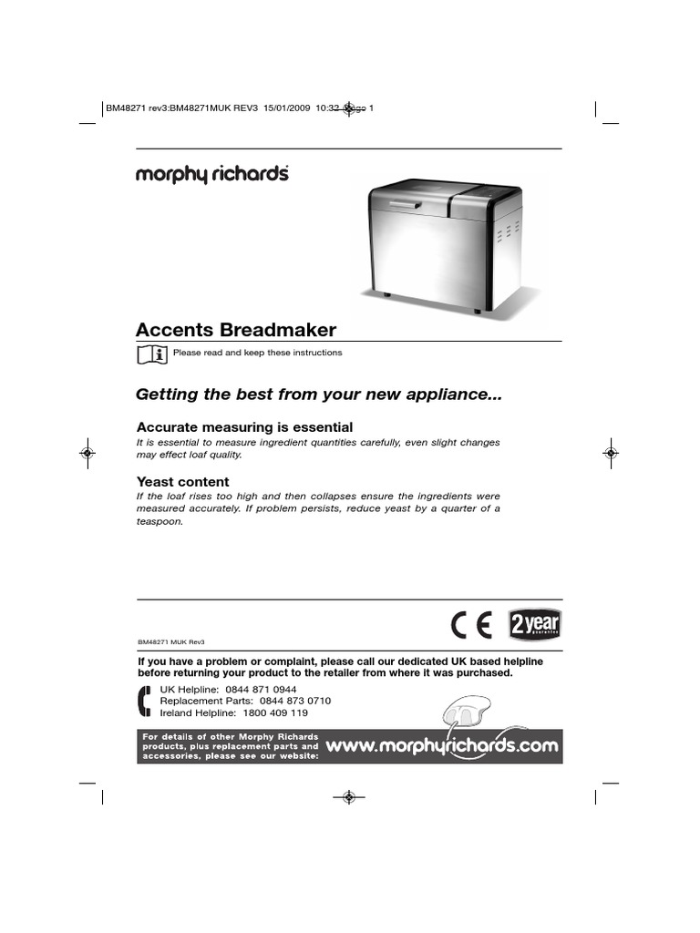 Morphy Richards Breadmaker Guide | PDF | Breads | Electrical Connector