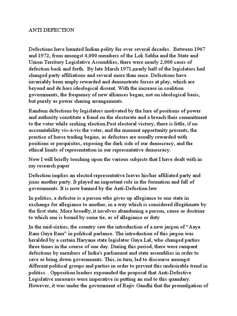 Anti Defection Pol Sci | PDF | United States House Of Representatives ...