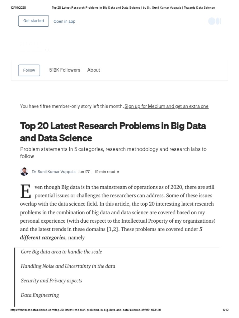Top 20 Latest Research Problems in Big Data and Data Science - by Dr ...