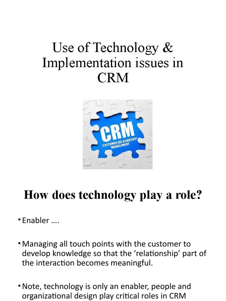 Use of Technology & Implementation Issues in CRM | PDF | Customer ...