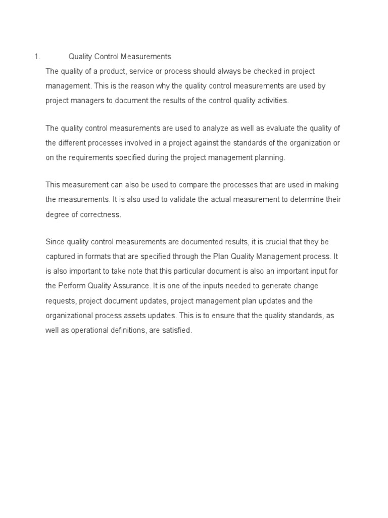 Quality Control Measurements | PDF