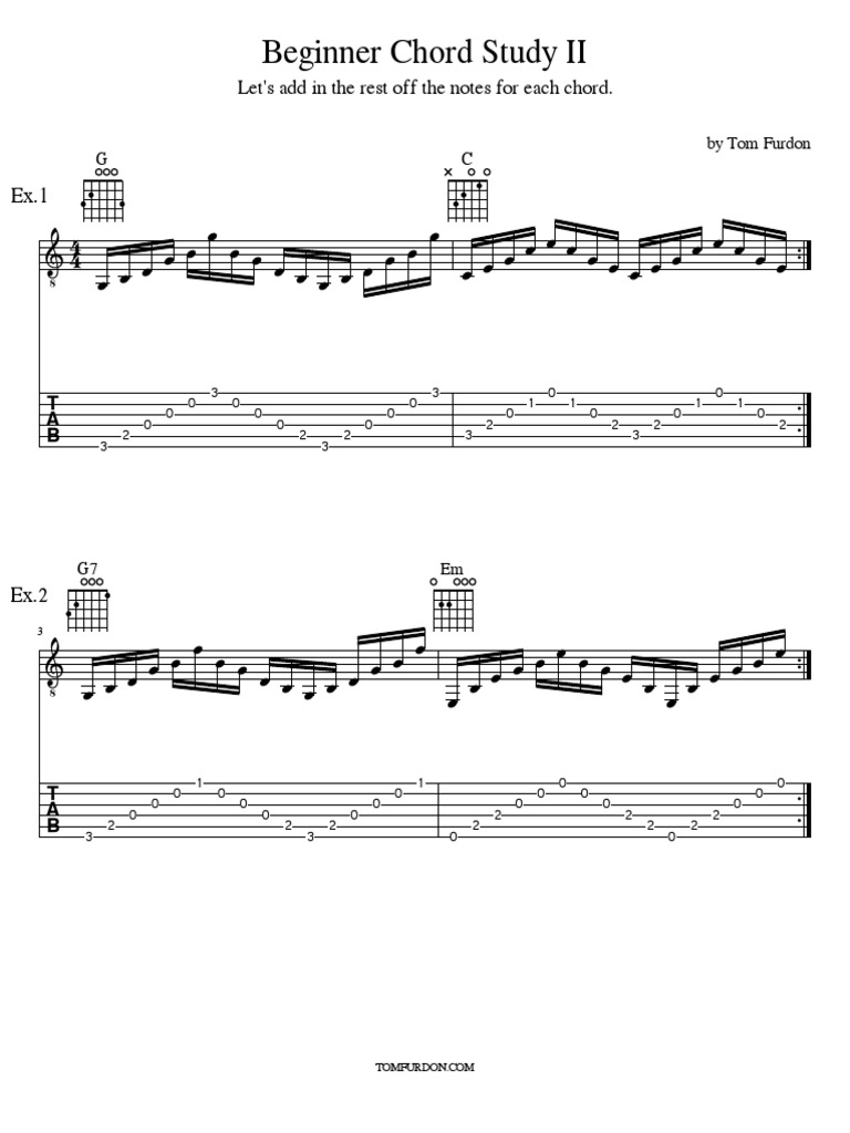 Guitar Beginner Chord Study II | PDF | Music Theory | Guitar Family ...