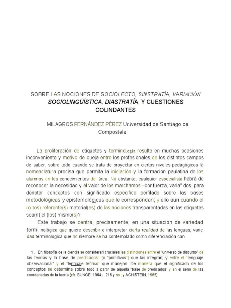 Sobre Las Nociones de 'Sociolecto'... Unidad 2 | PDF | Dialecto ...