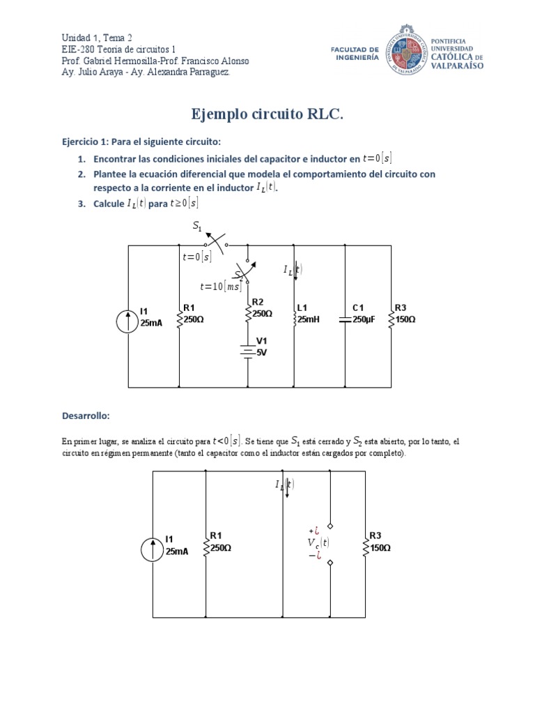 Ejemplo RLC+simulacion 1s2020 | PDF | Condensador | Red eléctrica
