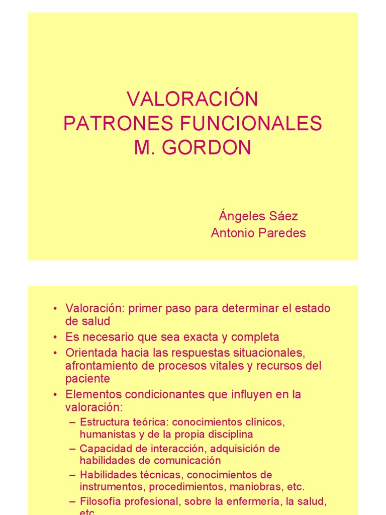 VALORACIÓN PATRONES FUNCIONALES M.GORDON