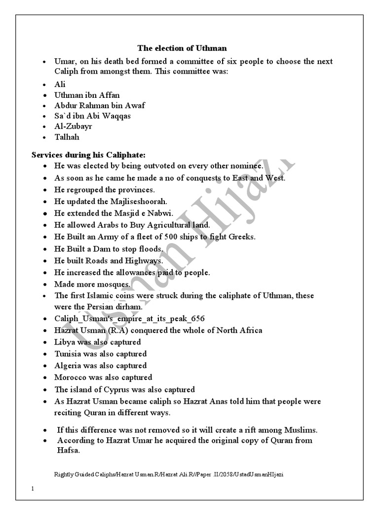 Caliphate of Usman and Ali | PDF | Ali | Caliphate