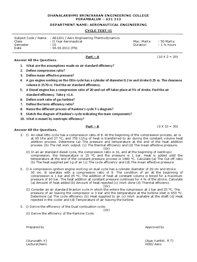 AET Question Paper, Cycle Test-2 (2011-2012) | PDF | Vehicle Technology ...