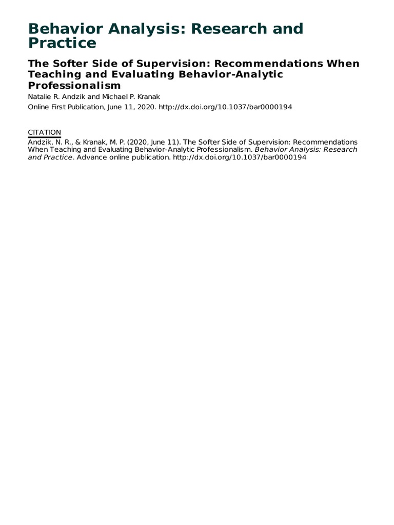Behavior Analysis: Research and Practice | PDF