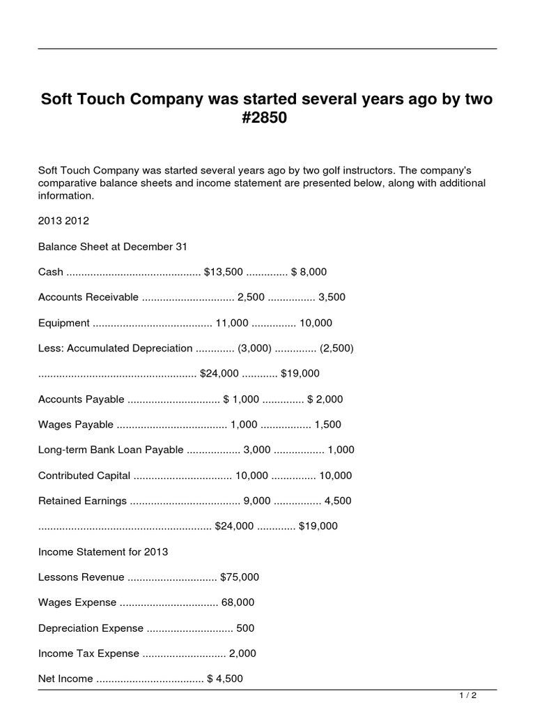 Soft Touch Company Was Started Several Years Ago by Two | PDF | Cash ...