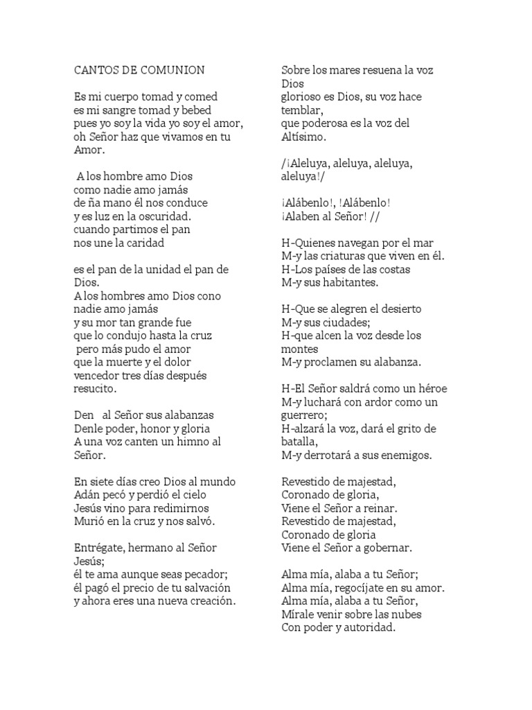 8.3 Canto de Comunion Ensalada (Letra) | PDF | Cristo (título) | eucaristía