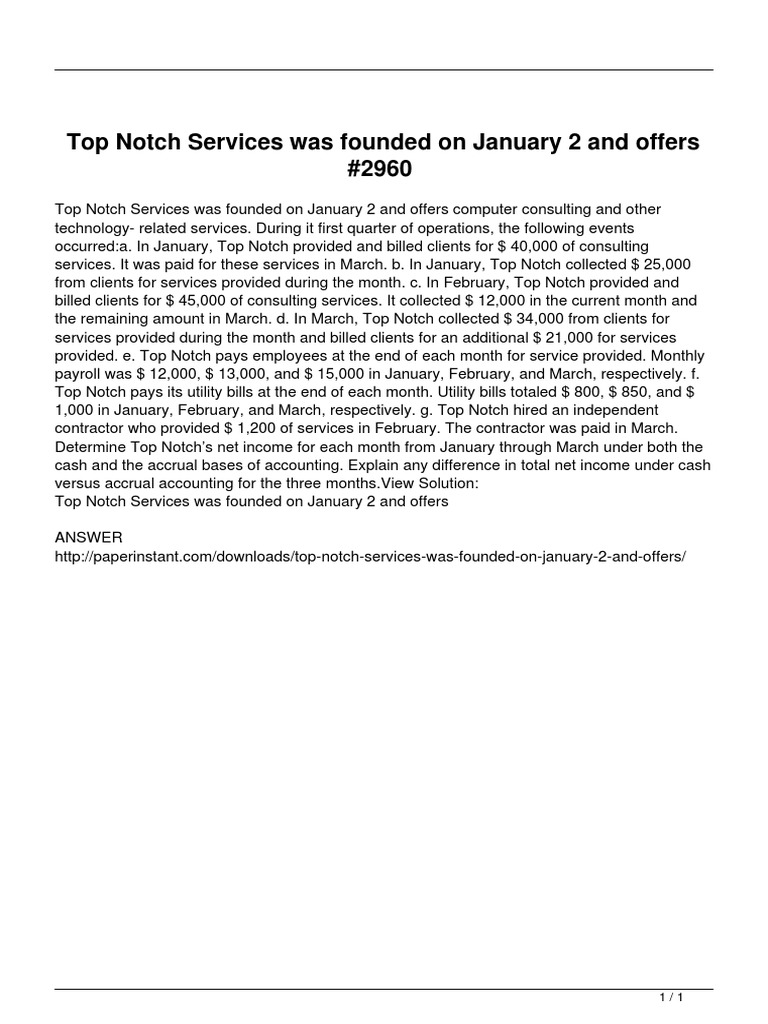 Top Notch Services Was Founded On January 2 and Offers | PDF | Payroll ...