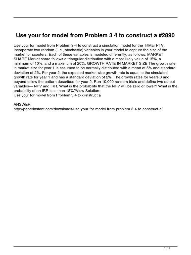 Use Your For Model From Problem 3 4 To Construct A | PDF