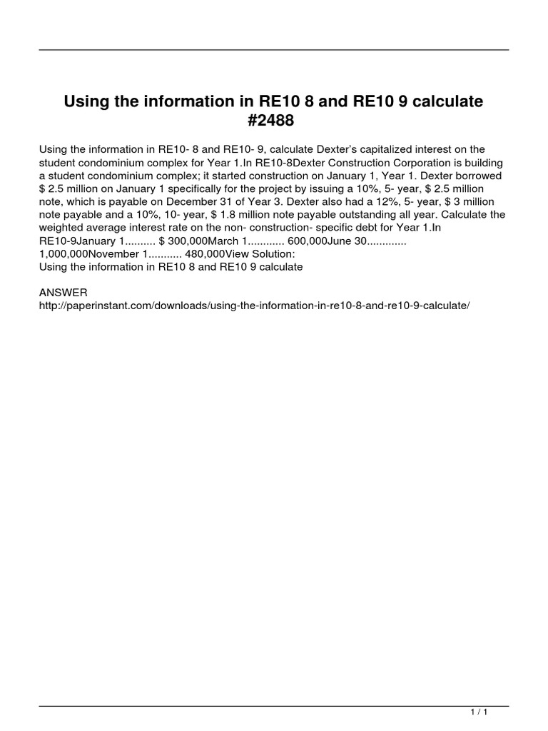 Calculate Capitalized Interest for Dexter | PDF