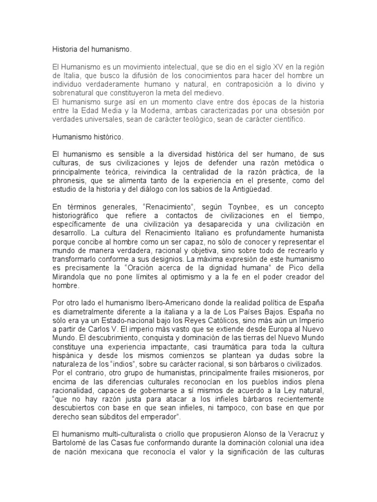 Historia Del Humanismo | PDF | Edades medias | Renacimiento