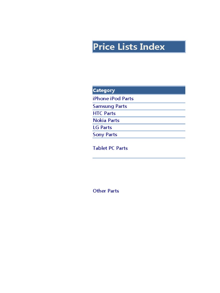 Comprehensive Mobile Parts Price List | PDF | I Phone | I Pod Touch