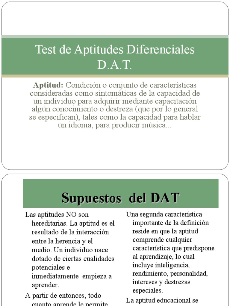 Test de Aptitudes Diferenciales DAT | PDF | Inteligencia | Aprendizaje