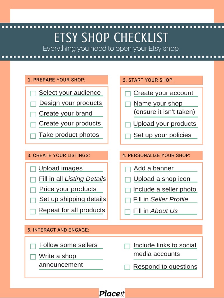 Etsy Shop Checklist: Everything You Need To Open Your Etsy Shop | PDF