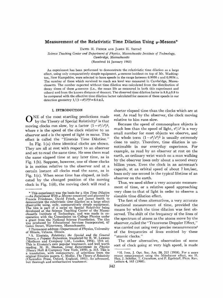 Measurement of The Relativistic Time Dilation Using Muons - David H ...