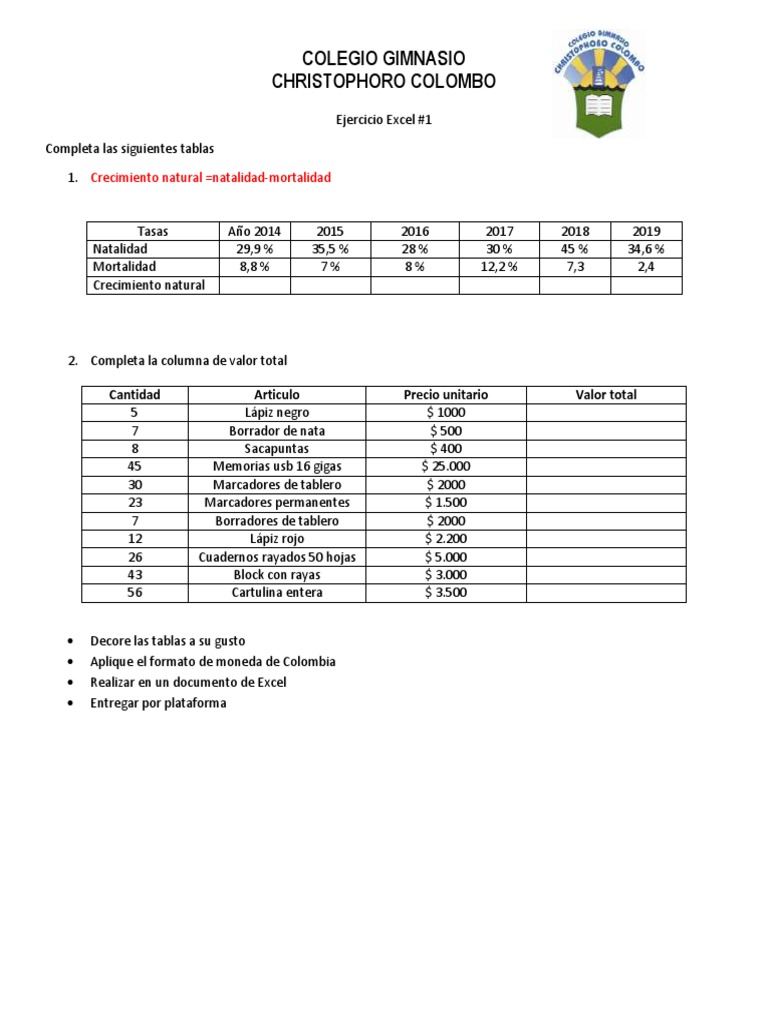 Ejercicio 3 Excel | PDF