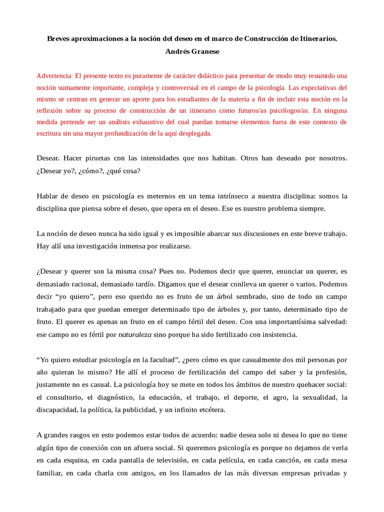 Definición del deseo en psicología | PDF | Psicoanálisis | Michel Foucault