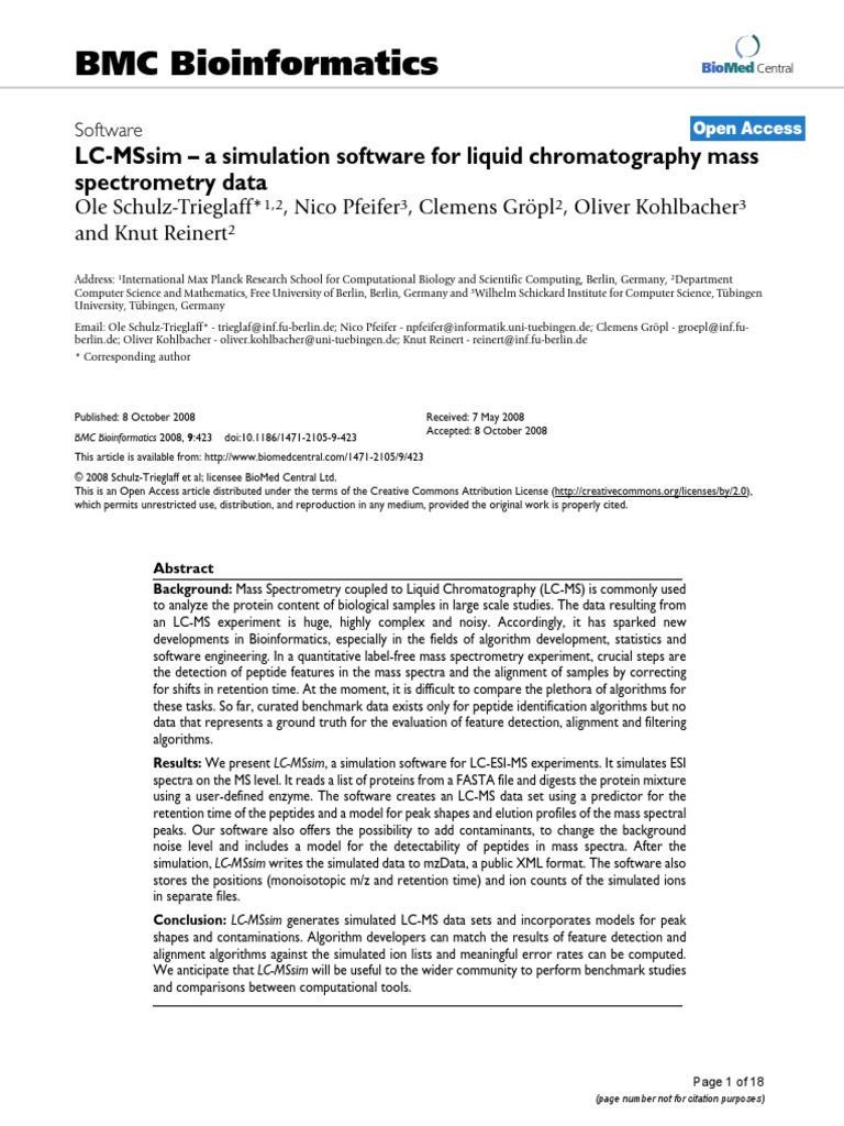 LC-MSsim-A Simulation Software | PDF | Liquid Chromatography–Mass ...