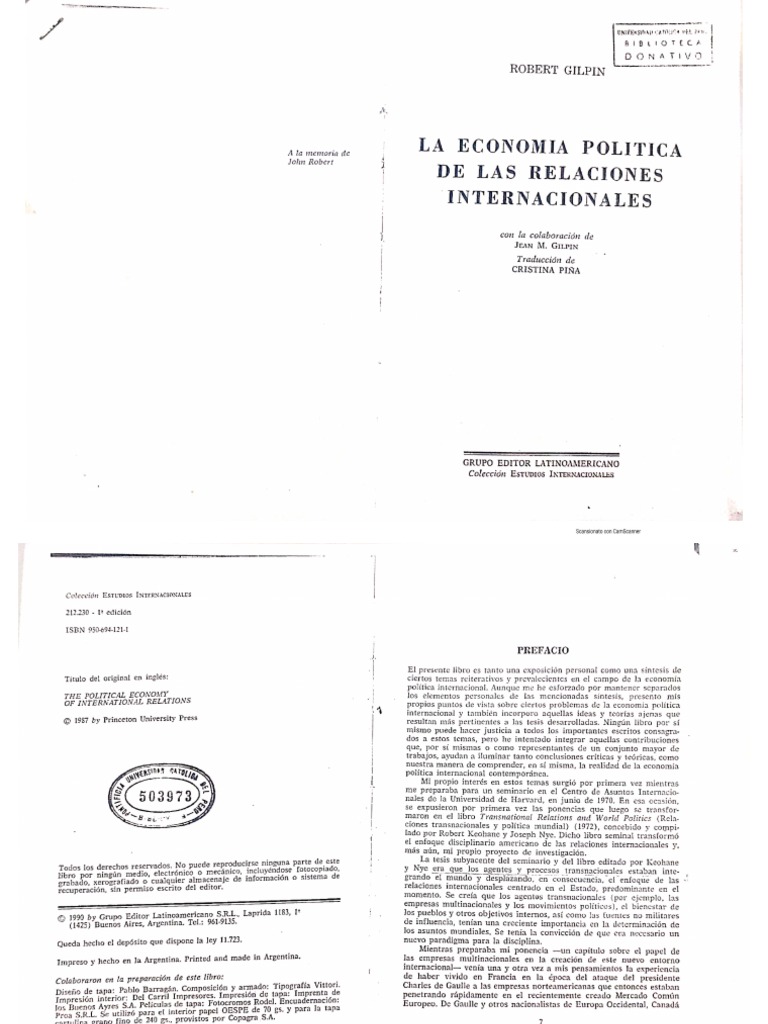 La Economía Política de Las Relaciones Internacionales Robert Gilpin | PDF