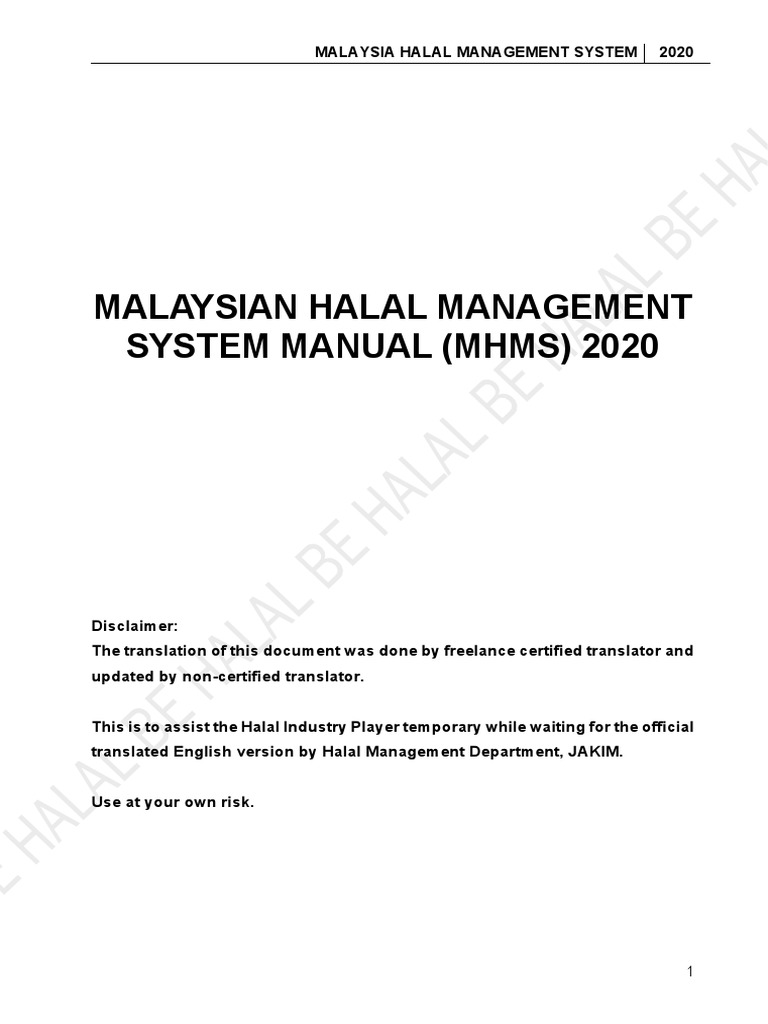 Malaysian Halal Management System Manual (MHMS) 2020 | PDF | Internal ...