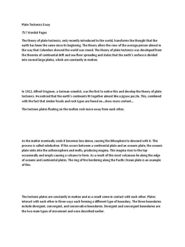 Plate Tectonics Essay | PDF