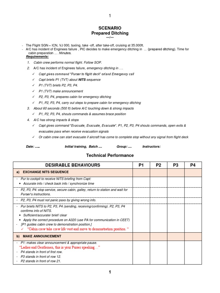 A320 Prepared Ditching | PDF | Flight Attendant | Aviation
