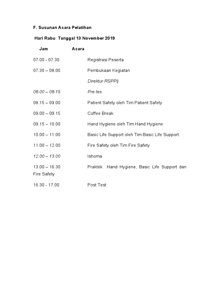 Susunan Acara Pelatihan MAndatory | PDF