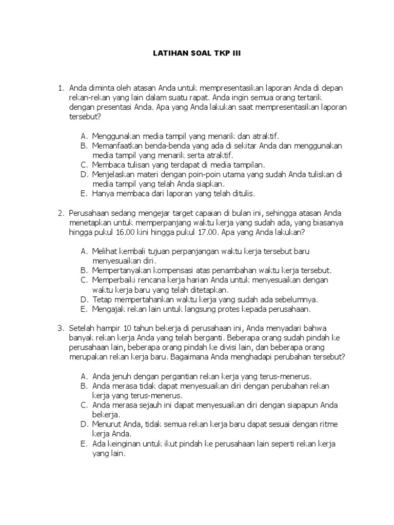 Latihan Soal TKP 3 | PDF
