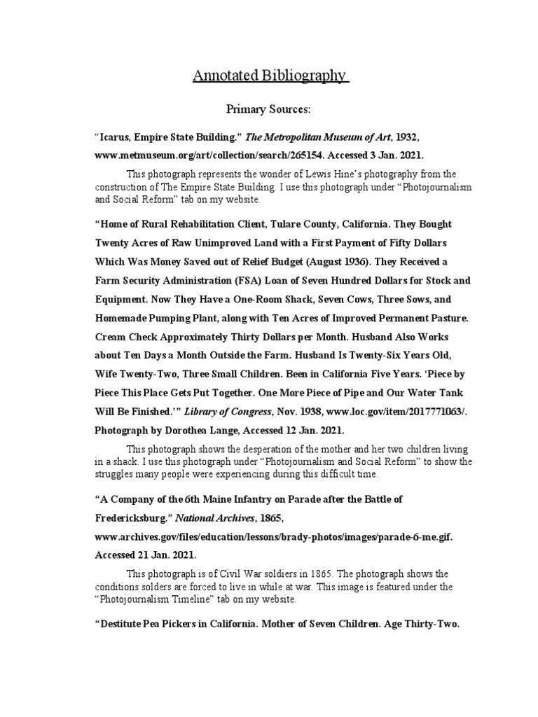 Junes NHD Annotated Bibliography 1 | PDF