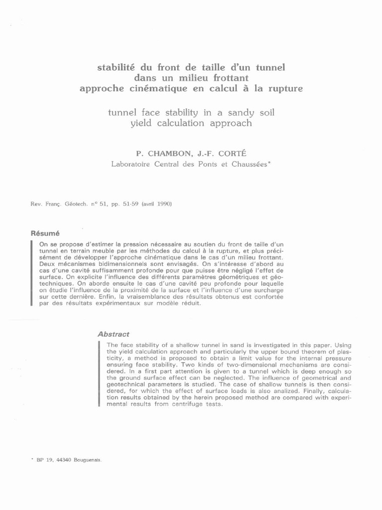Stabilité du front de taille en tunnel | PDF | Angle | Rotation