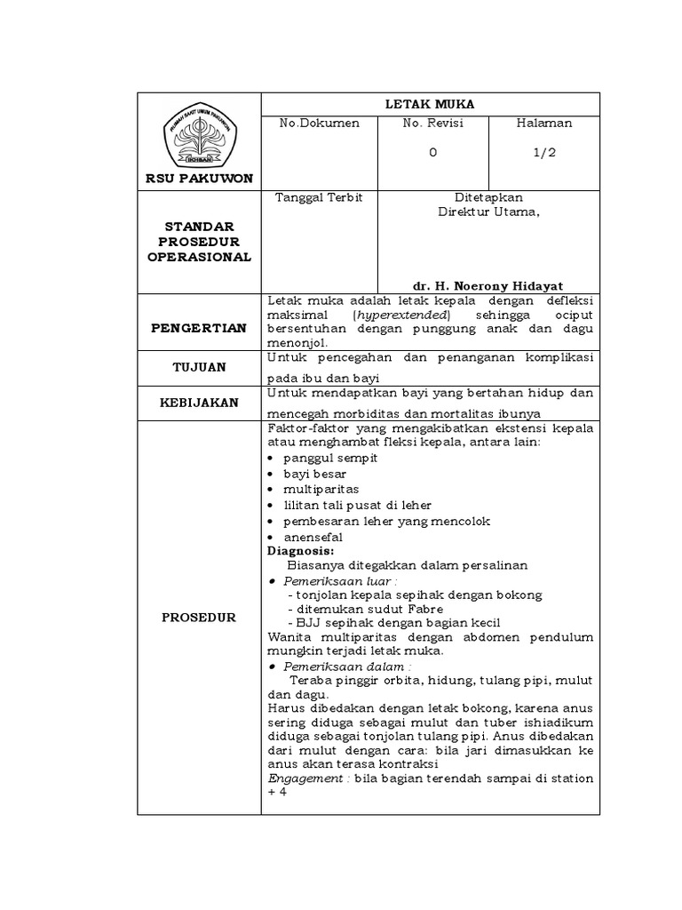 Sop Presentasi Letak Muka | PDF