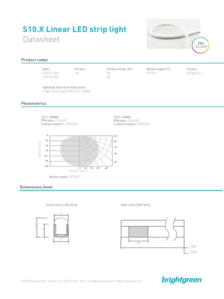 Datasheet: S10.X Linear LED Strip Light | PDF | Ac Power Plugs And ...