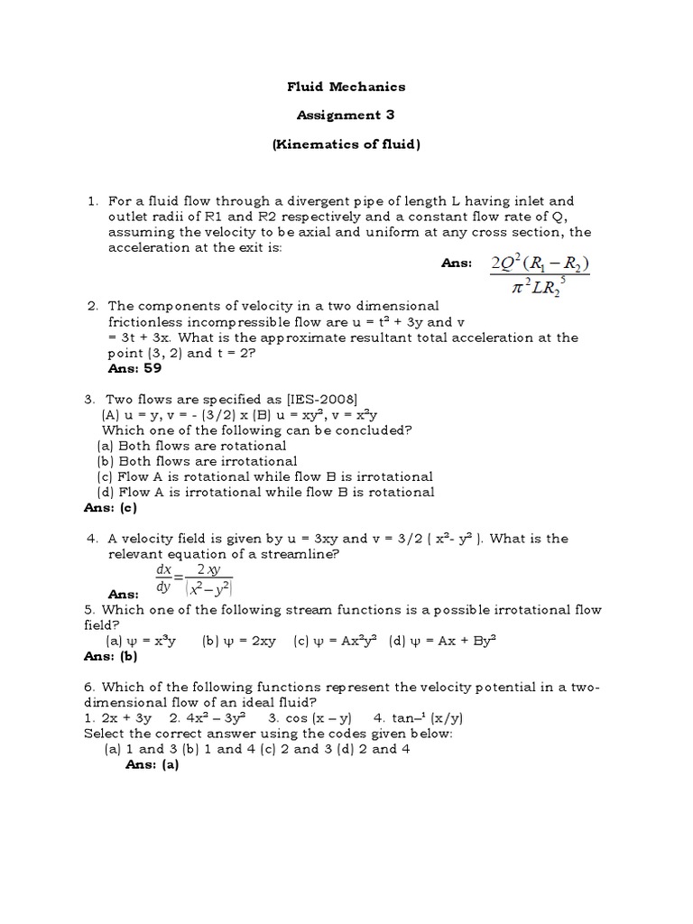 Analysis of Fluid Flow Problems: Determining Flow Characteristics ...
