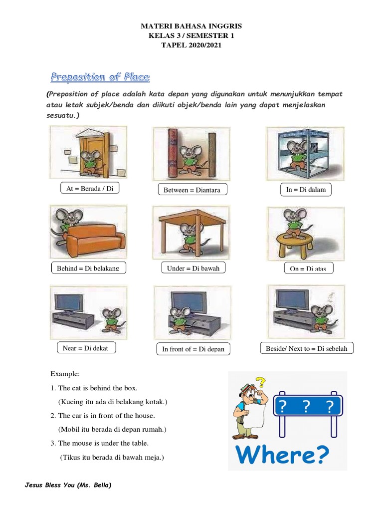 MATERI BAHASA INGGRIS Preposition of Place | PDF