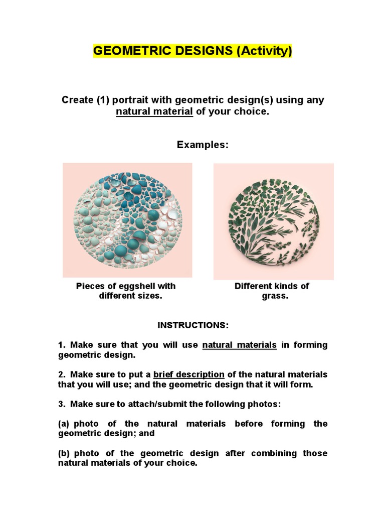 Geometric Design Activity Instructions | PDF