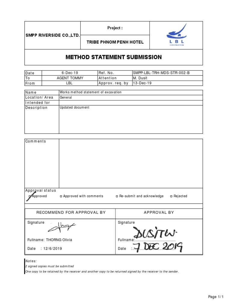 Excavation Method Statement for Tribe Hotel | PDF | Risk Assessment ...